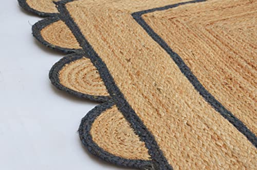 Gautam International Scallop Pattern Jute Bohemian Area Rug (2'x3', Navy)