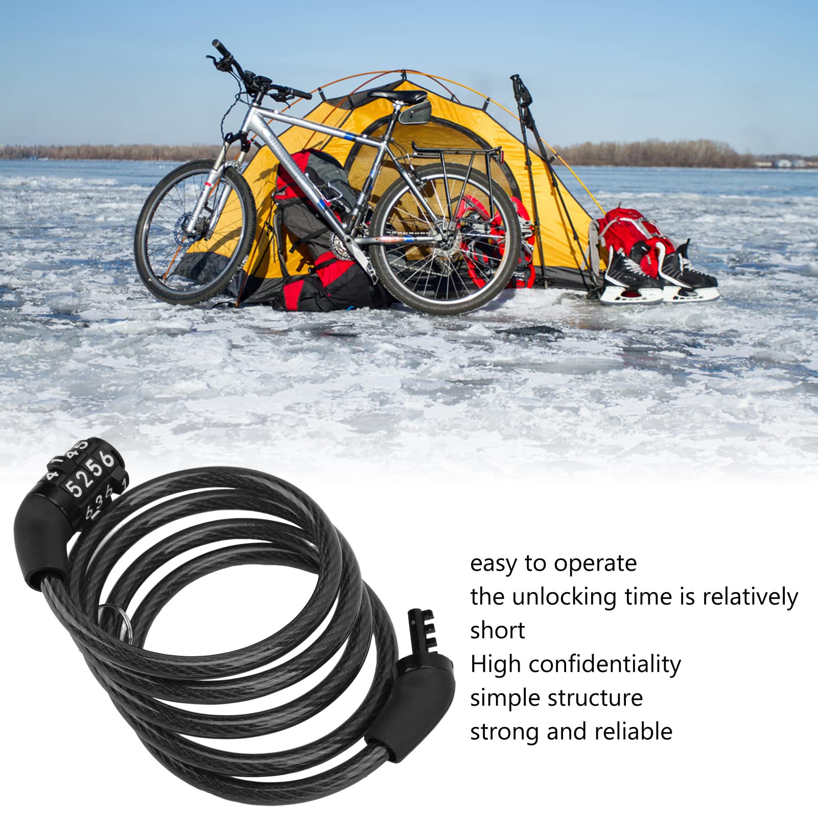 Combination lock for bicycles, accessories steel cable with high level of security for bicycles