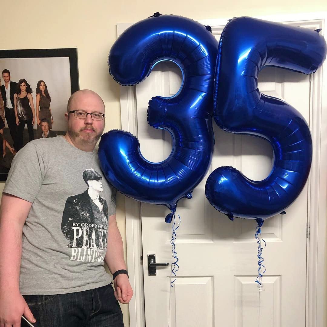 Number 5 Balloon 40 Inch for 5th Birthday Decorations, 15 25 35 50 Mylar Big Navy Blue Foil Number Balloons for Wedding Anniversary Party Decor