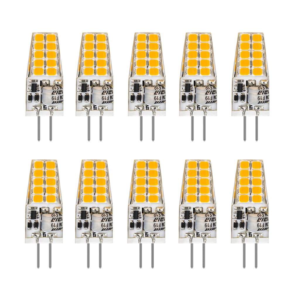 Yosenmi G4 LED Bulb 3W, 12V 20W G4 Halogen Bulb Equivalent, Warm White 3000K, Not Dimmable JC G4 Bi-Pin Base Light Bulb, 10-Pack