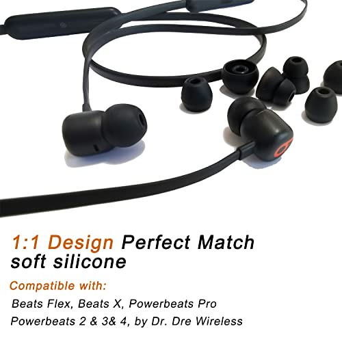 Silicone Ear Tips for Powerbeats Pro, Powerbeats 3 & 2& 4 Replacement Earbuds Tips Powerbeats Double Flange Rubber Eartips for Powerbeats by Dr Dre 8 Pairs Black