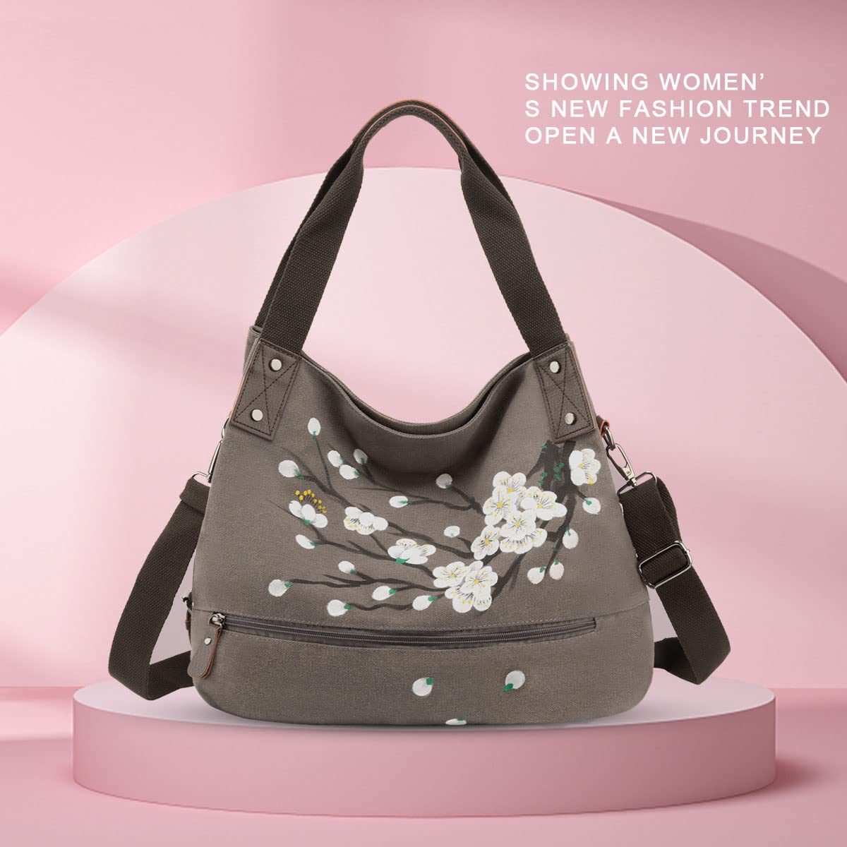 Eshow Women Canvas Hobo Handbags Canvas Purse Shoulder Bag Cross-Body Bag Messenger Bag Mom Bag for Women