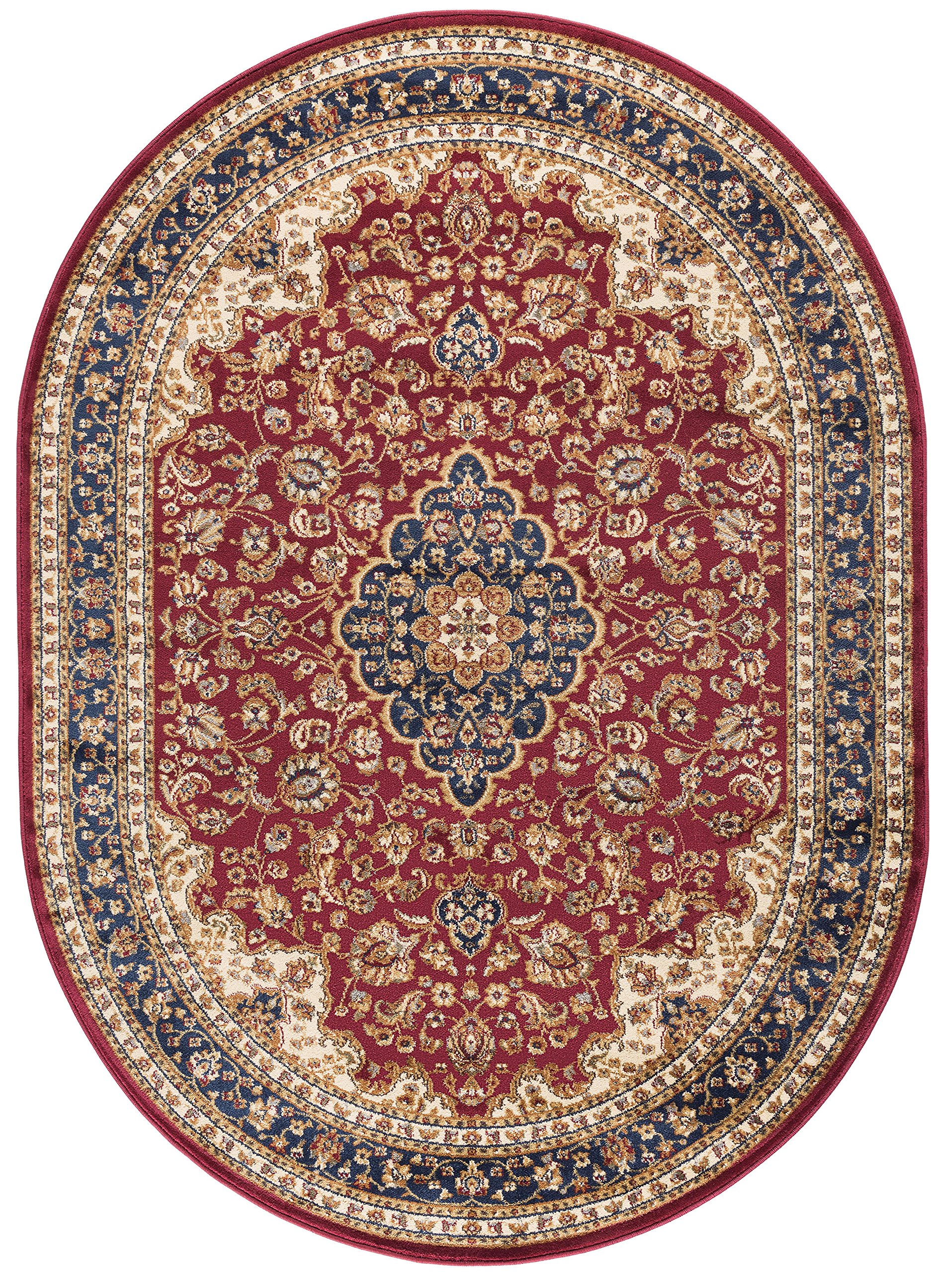 Kirsten Traditional Oriental Red Oval Area Rug, 5' x 7' Oval