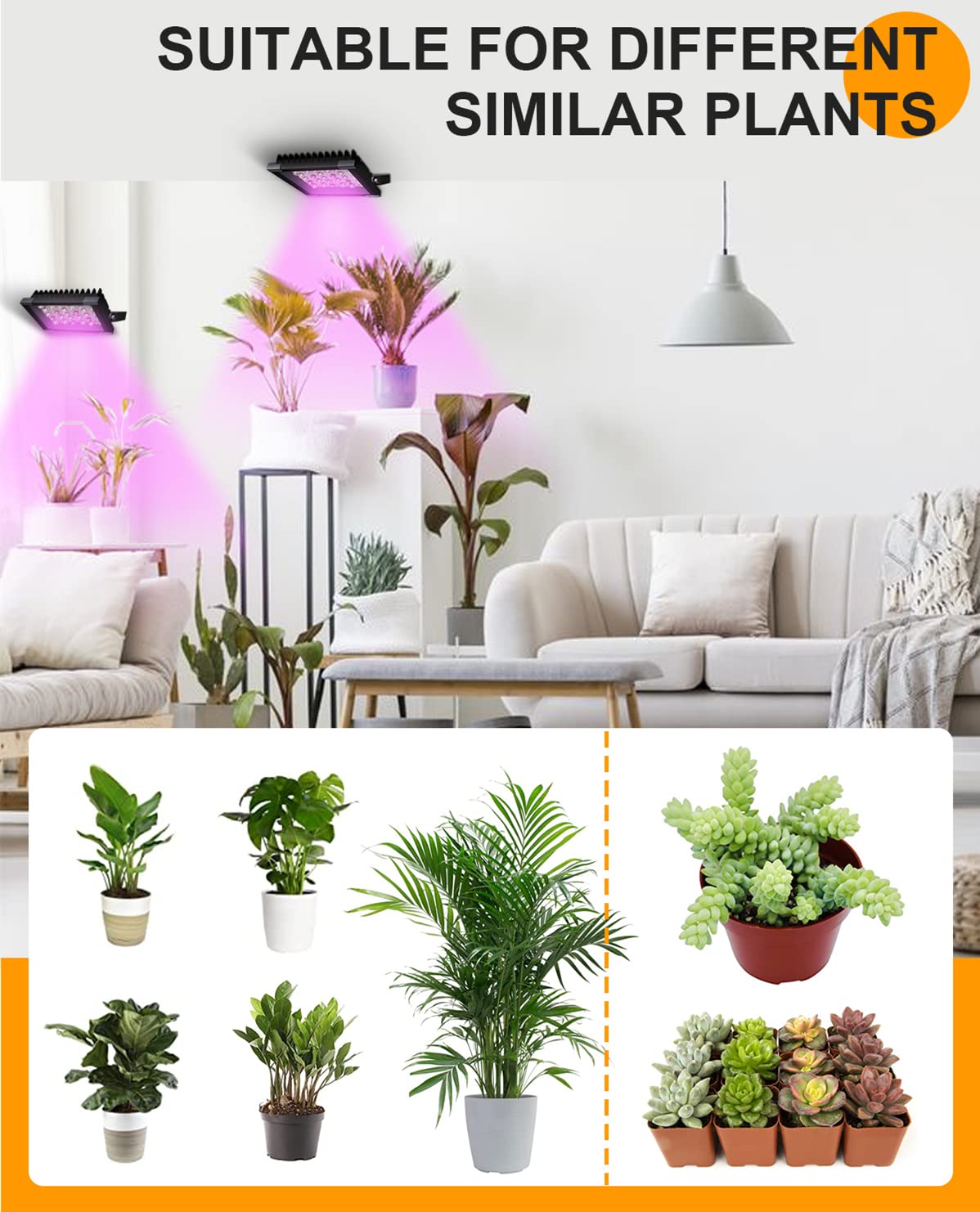 Dommia Plant Lights for Indoor Plants 350W Advanced Spectrum Wall-Attached Hanging Refugium Light for Aquarium Hydroponics Succulents Bonsai Blooming Veg Grow Lights for Seed Starting