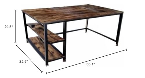 Corner Computer Desk with Storage Workstation Study Writing Table for Home Office Easy to Assemble (Retro Brown)