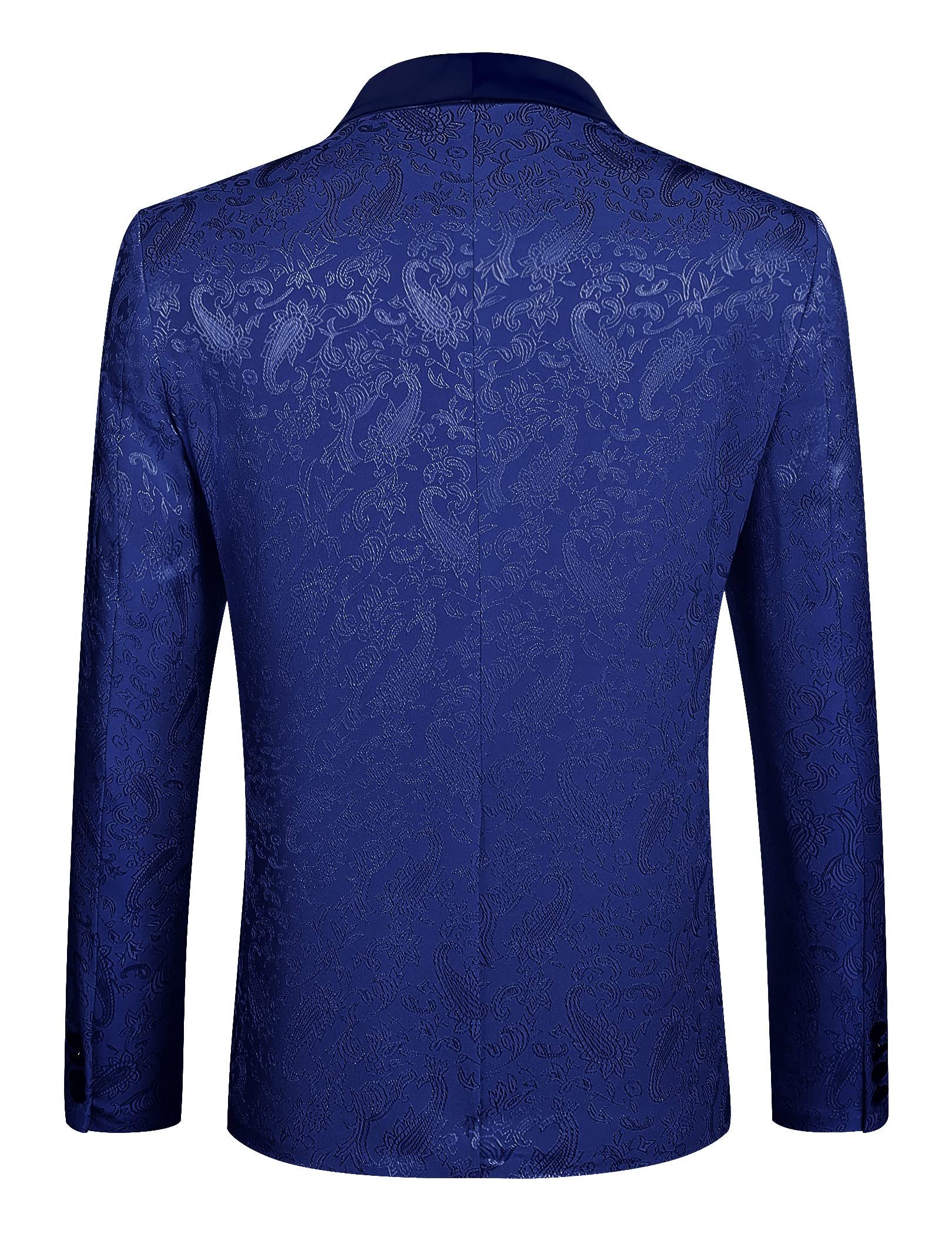 COOFANDY Mens Floral Tuxedo Jacket One Button Big and Tall Suit Blazer Jacket for Dinner Party Wedding Prom Navy Blue, XL