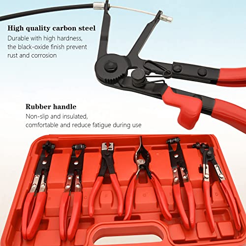 Hose Clamp Pliers Set, 9pcs Wire Long Reach Hose Clamp Pliers Set for Automotive Coolant Radiator Heater and Water Hose with Band Flat or Large Clamps, Clamp Removal Tool by BOOTOP PIN