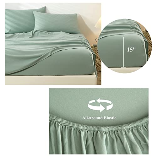 Luxury Soft King Size Sheet Set - Breathable & Cooling Sheets - Hotel Quality Bed Sheets King - Extra Soft - Deep Pockets 15 Inch - Easy Fit - 4 Piece Set - Wrinkle Free King Sheets,Sage Green