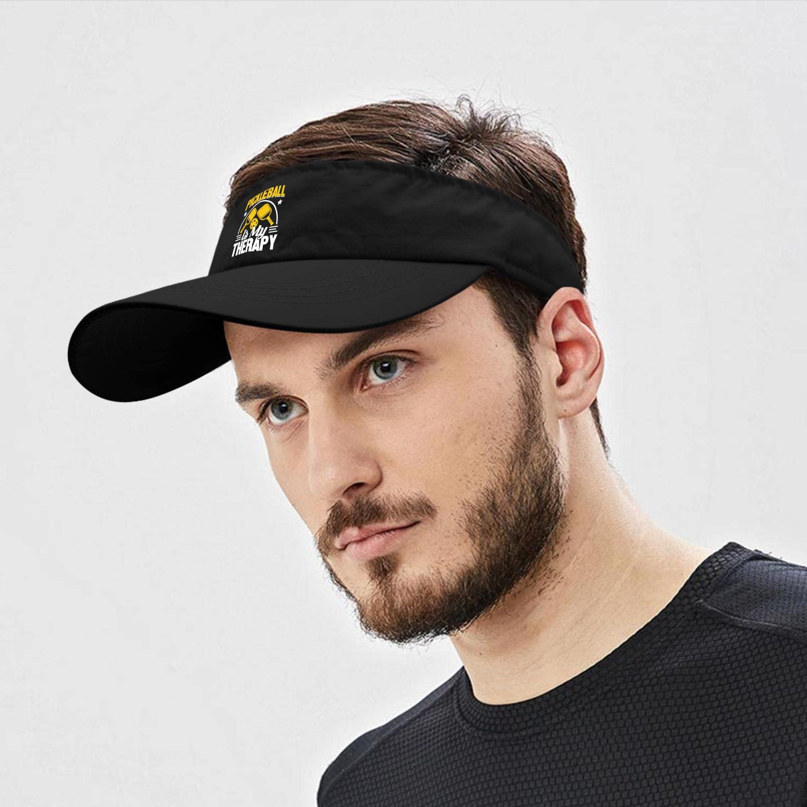 Dink Sun Visors No Headache for Women,Pickleball is My Therapy Visor Cap Mens for Beach,Soft Ball Visor,Black