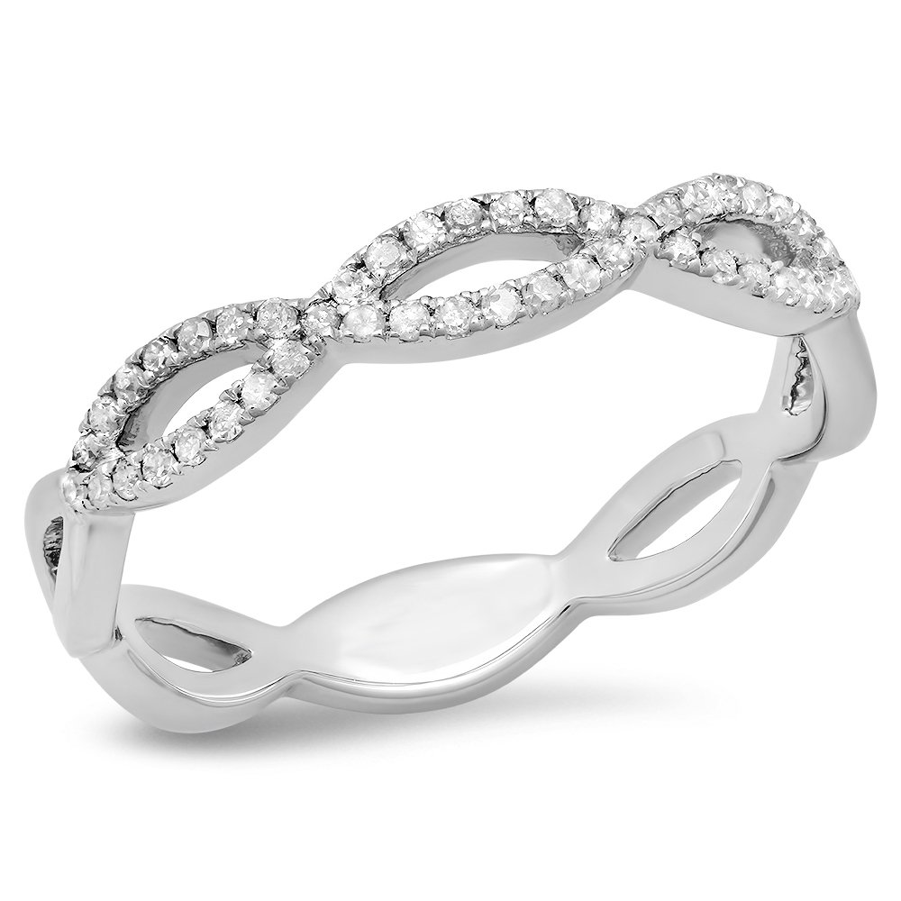 Dazzlingrock Collection 0.25 Carat (Cttw) 925 Sterling Silver Round Diamond Women Infinity Swirl Wedding Band 1/4 CT, Size 6.5