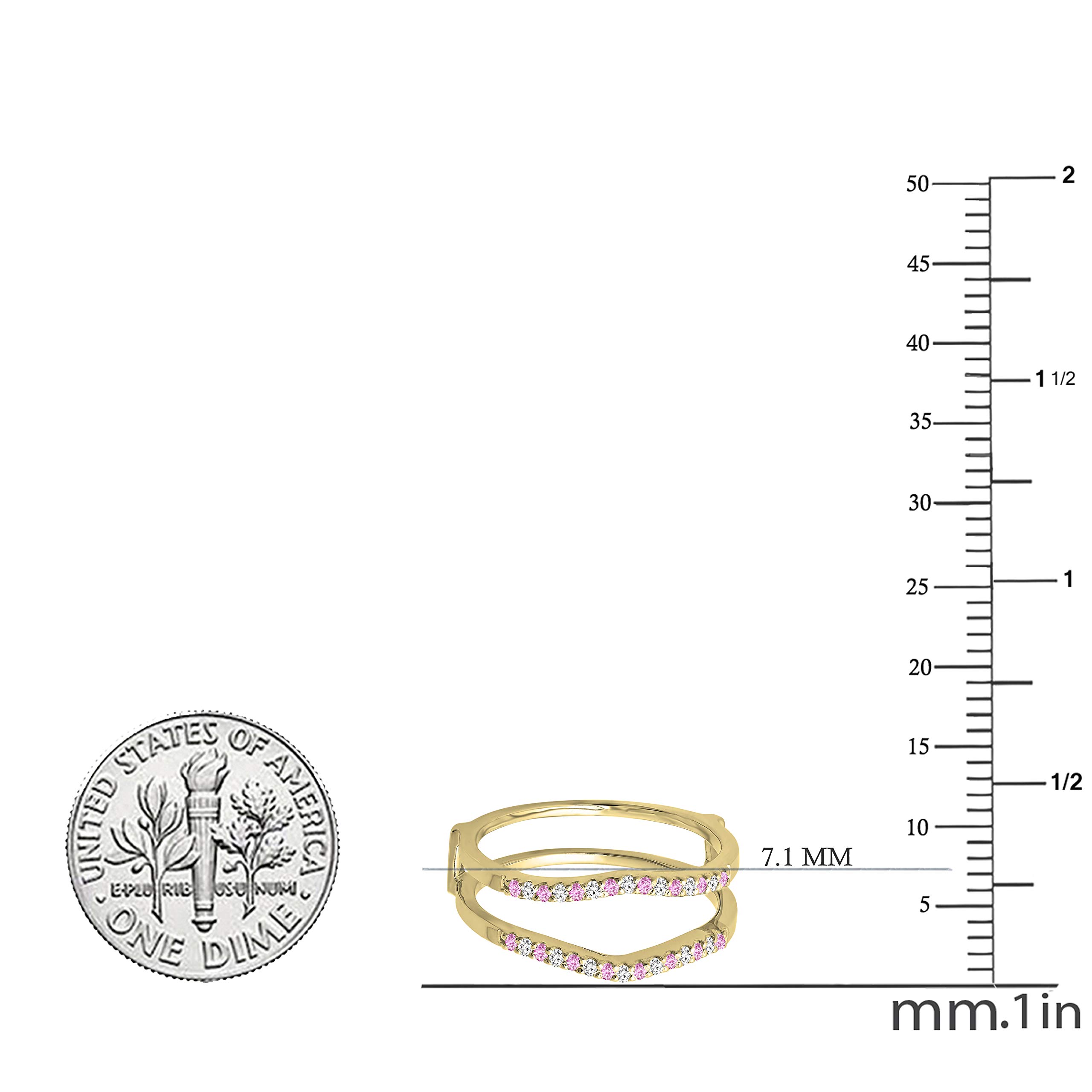 Dazzlingrock Collection Round Alternate Pink Sapphire & White Diamond Wedding Enhancer Guard Ring for Her in 14K Yellow Gold Size 10