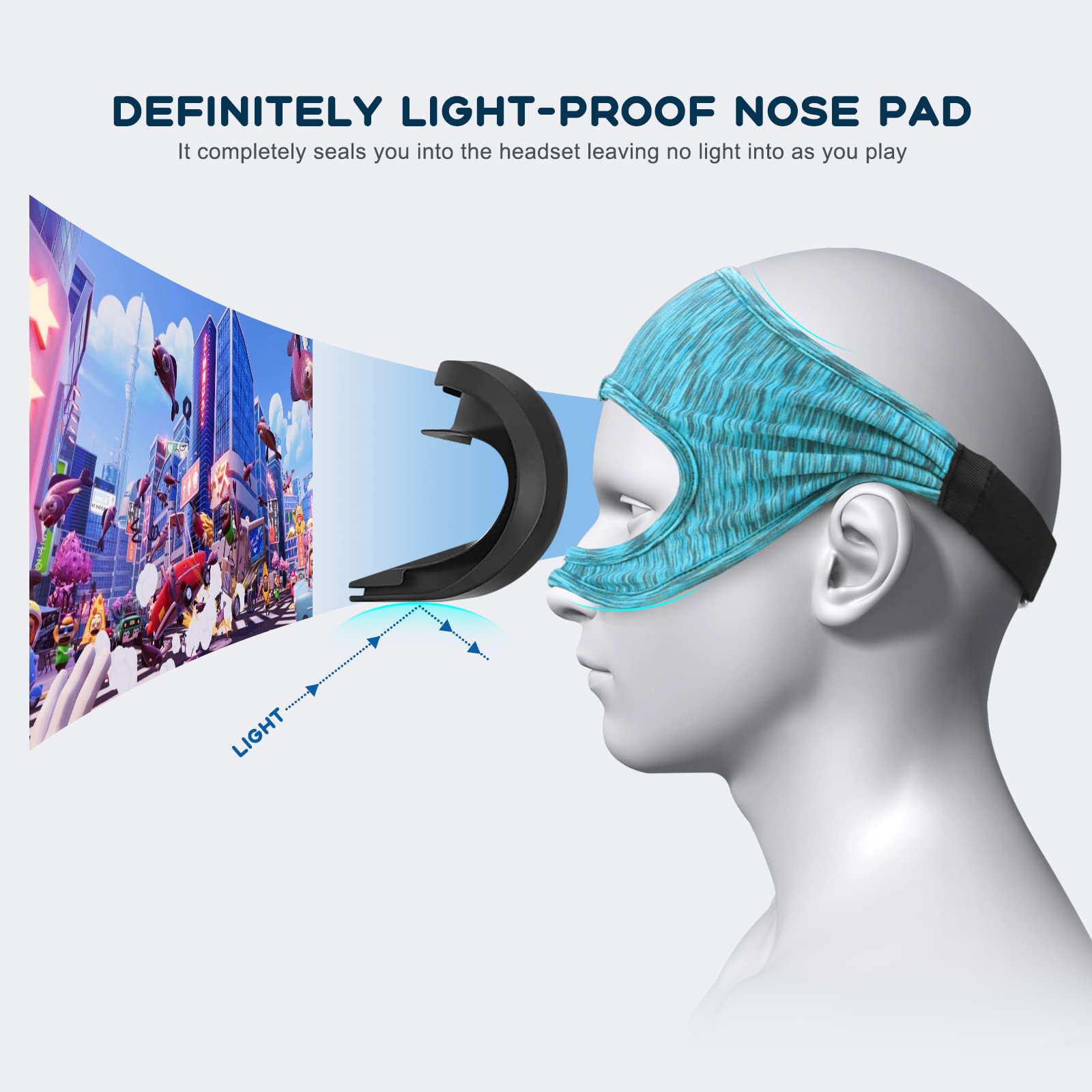 Esimen VR Masks Sweat Band for Oculus Quest 2 Sweat Guard Adjustable Absorbent Facemask and Silicone Face Cover for Meta Quest 2, Breathable, Stretchy, Washable VR Workout Accessories(3Pcs)