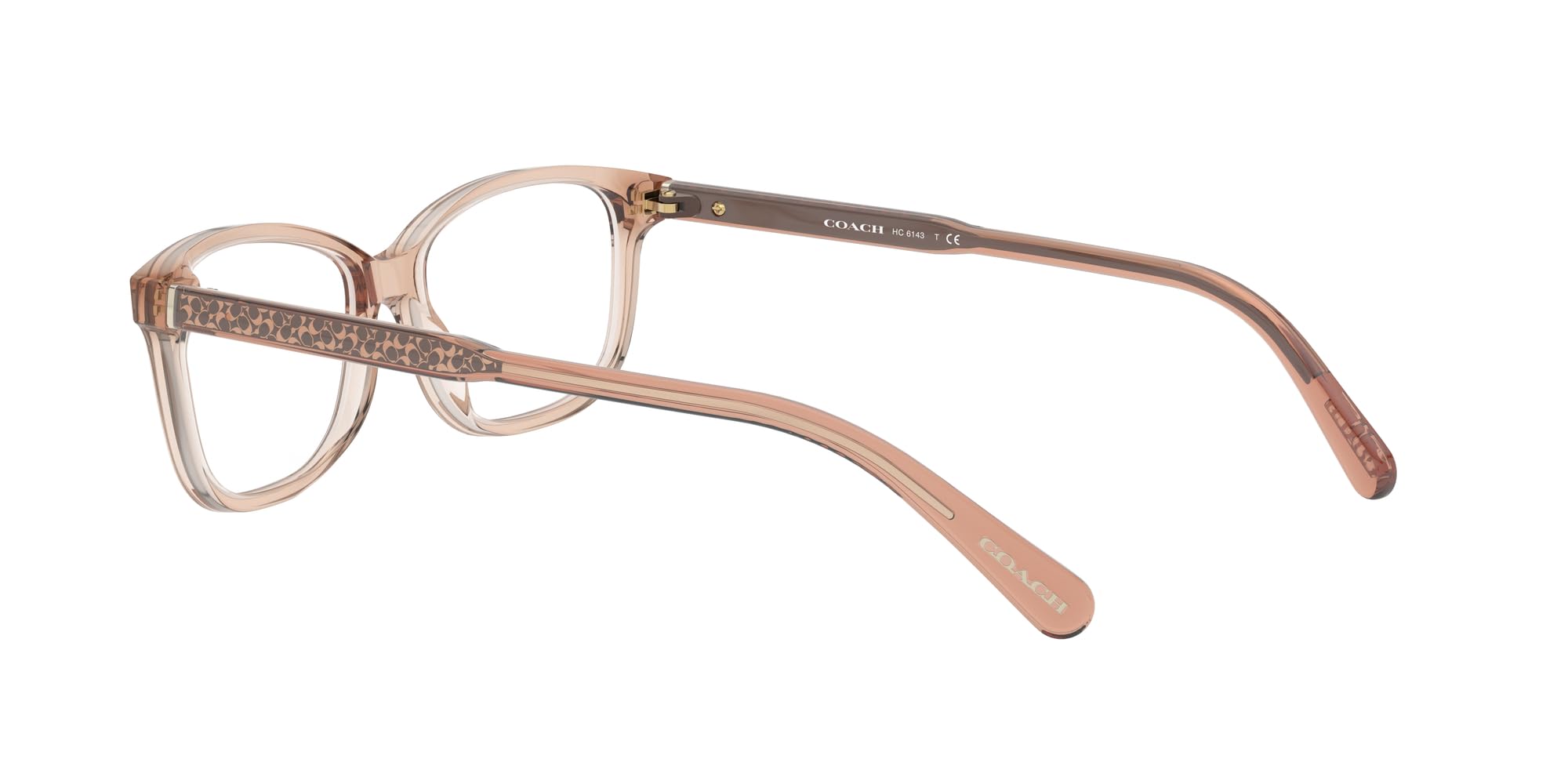Coach HC6143 Prescription Eyewear Frames, Transparent Peach/Demo Lens, 52 mm