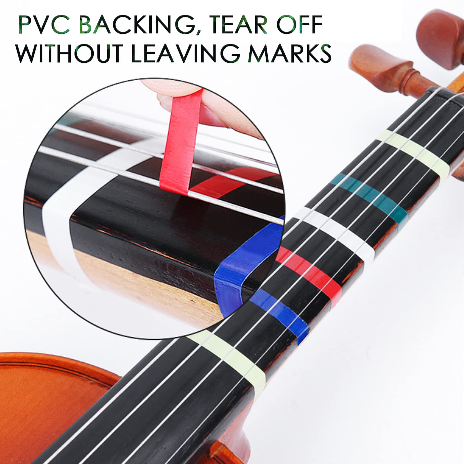Cheerock 2pcs Black Violin Fingerboard Tape, 216 Ft Violin Finger Tape Stickers, Violin Finger Guide Note, Black Tape for Cello Viola Fingerboard, Suitable for Beginners, Learning Tone Mark