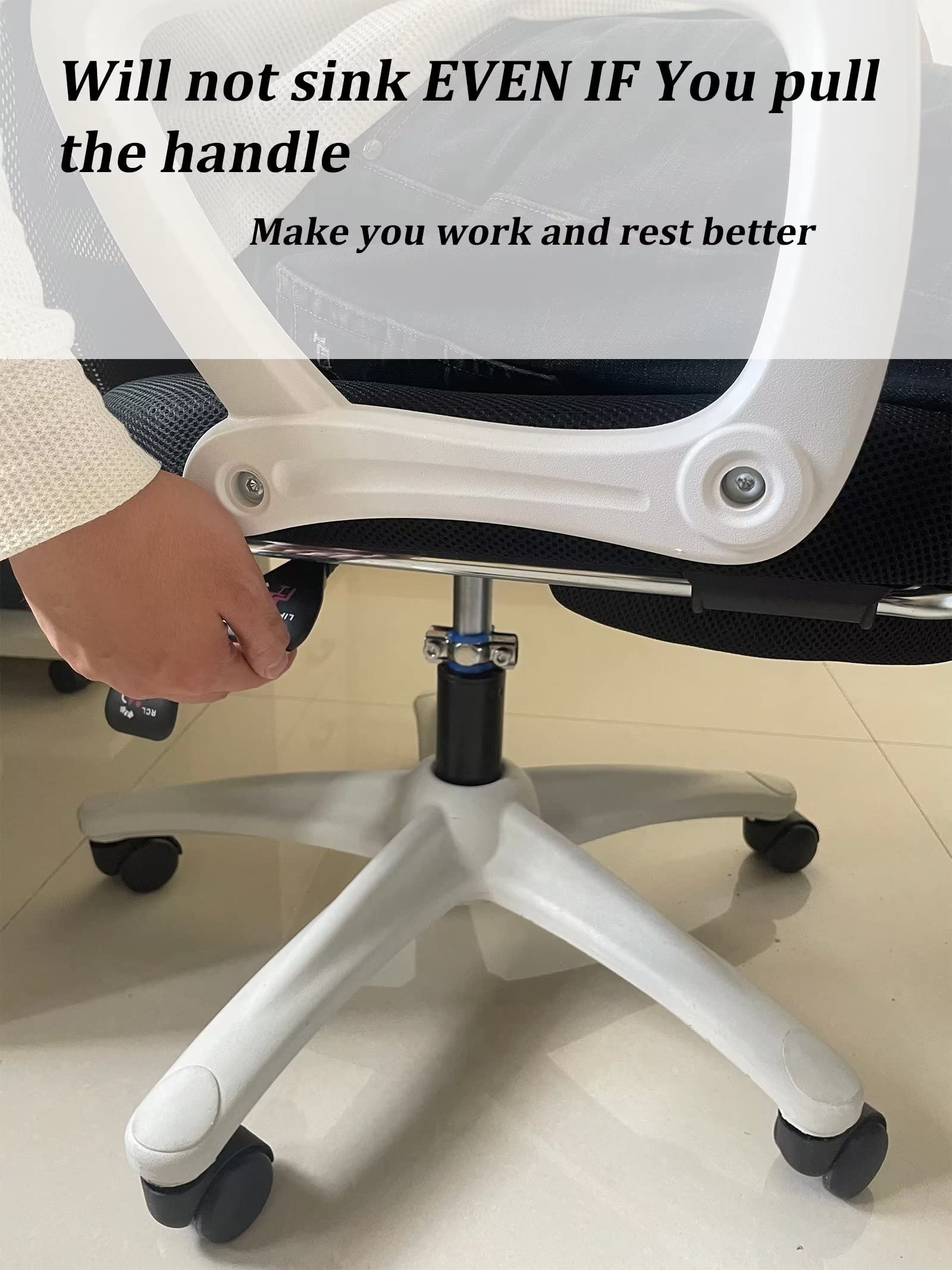 DockMoor Fix Sinking Office Chair Upgrade 304 Stainless Steel with Hexagon Wrench Adjustable Height Chair Saver kit with Leather Pads