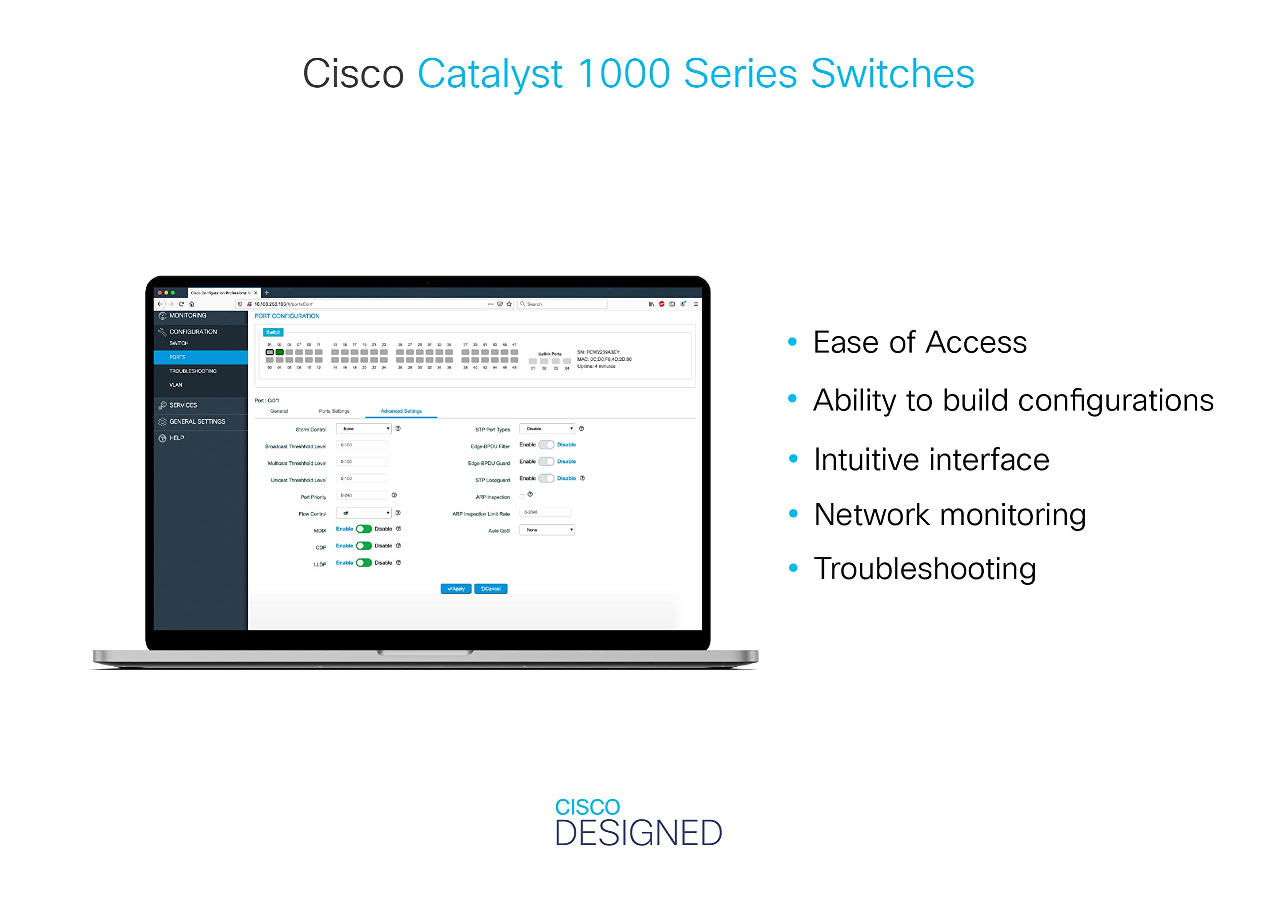 Cisco Catalyst 1000-16T-2G-L Network Switch, 16 Gigabit Ethernet Ports, 2 1G SFP Uplink Ports, Fanless Operation, Enhanced Limited (C1000-16T-2G-L)