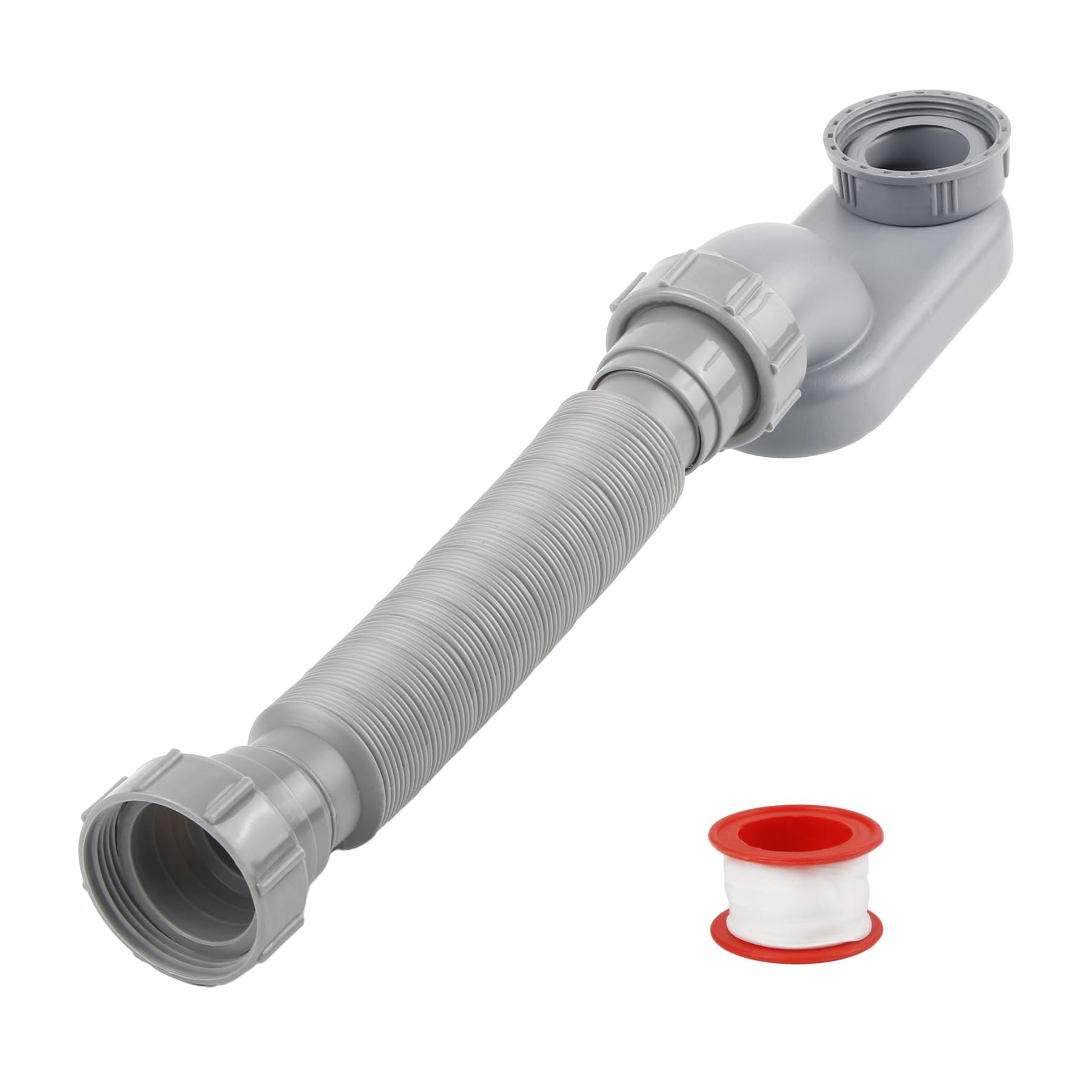 Low Profile 1 1/2 P Trap, Flexible Bathtub Shower Drain Pipe, Suitable for Freestanding Bathtub RV Bathtub(white)