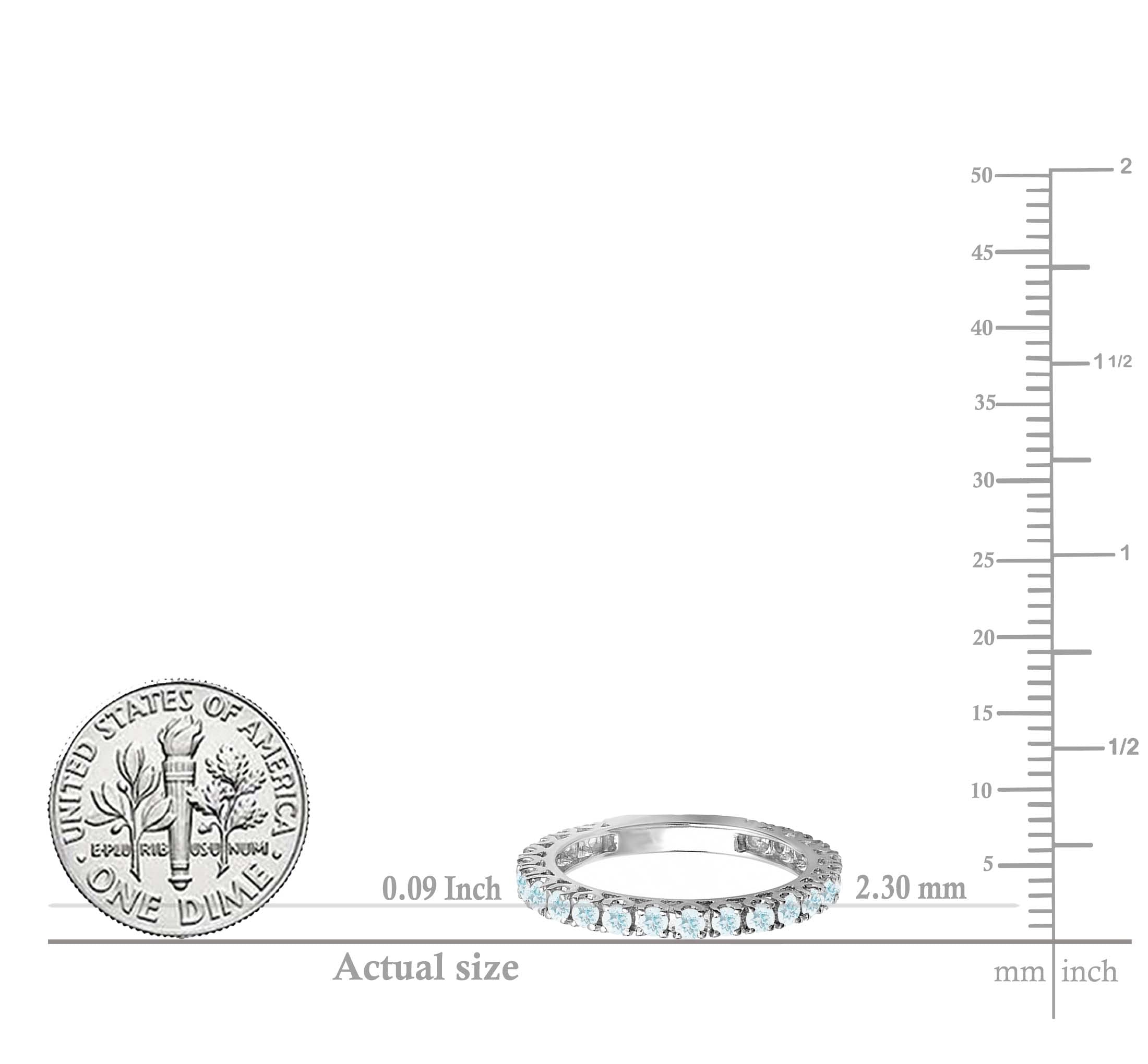 Dazzlingrock Collection Round Aquamarine Eternity Stackable Wedding Band for Women in 14K White Gold Size 6.5