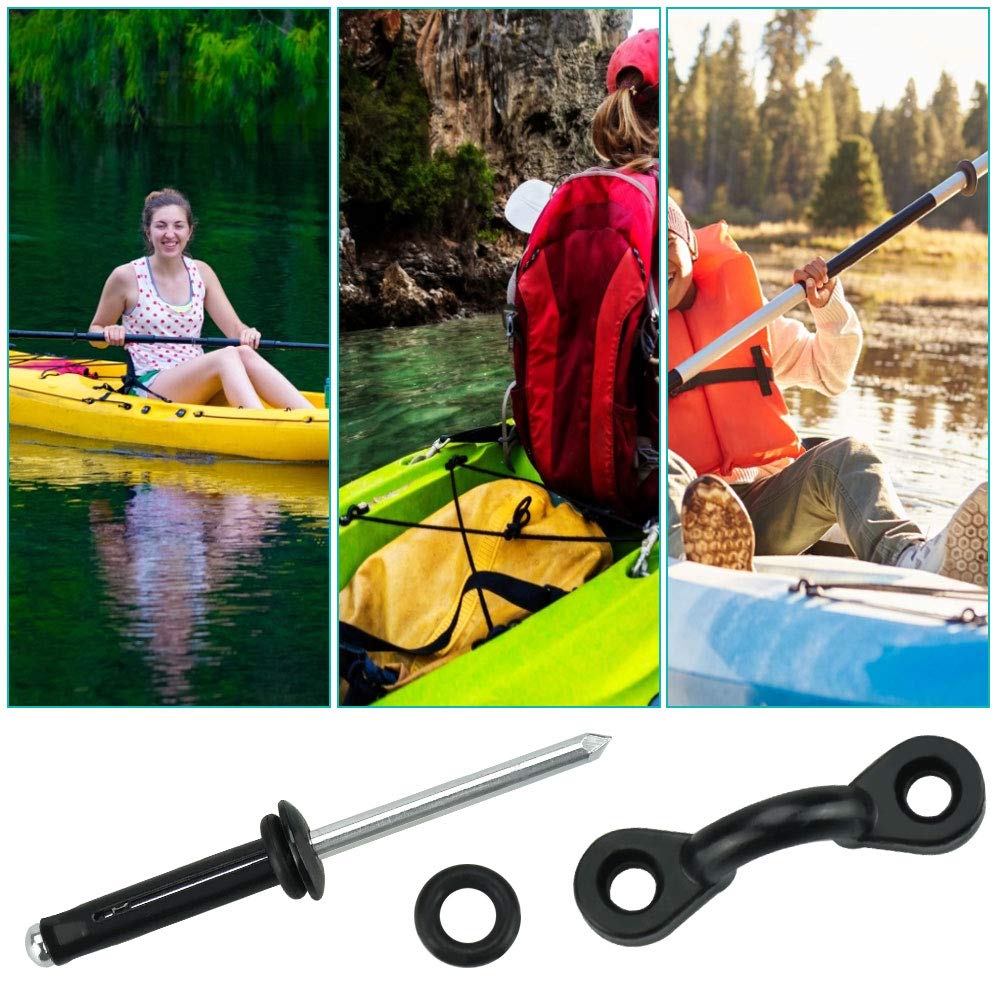 DECARETA 10 Pcs Kayak Nylon Bungee Deck Loops Tie Down Kayak Pad Eye with Rivets,Kayak Pad Eye Tri-Grip Rivet Kit Replacement Parts for Kayaks,Canoes or Boats