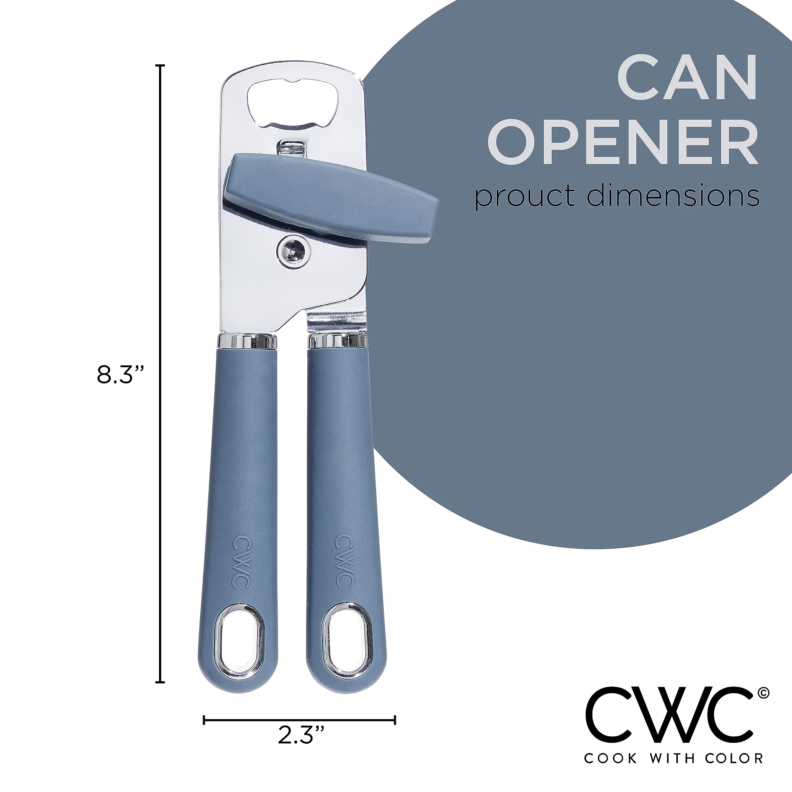 COOK WITH COLOR Manual Can Opener with Soft Grip Handles - Effortlessly Open Cans with Comfort and Precision (Sage)