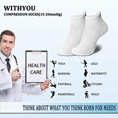 Compression Socks (6 Pairs),15-20 mmhg is BEST Athletic for Men & Women, Running, Flight, Travel (SS-3B, S/M)