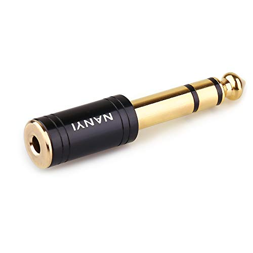 NANYI 1/4'' Male to 1/8'' Female Stereo Headphone Adapter Connect Cable, Upgrade 6.35mm Jack Stereo Socket Male to 3.5mm Jack Stereo Plug Female for Headphone, Amp Adapte, Black 1-Pack