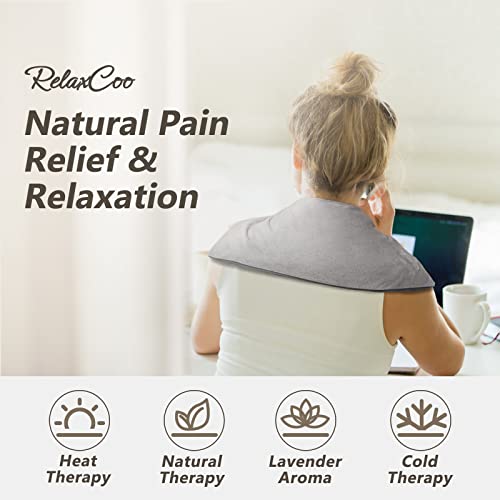 RelaxCoo Microwave Heating pad with Washable Cover 8 * 18" Microwavable Heat Pad for Neck Shoulder, Cramps, Back Pain Relief, Warm Compress Bean Bag Moist Heat Pack for Muscles, Joints, 2 Pack