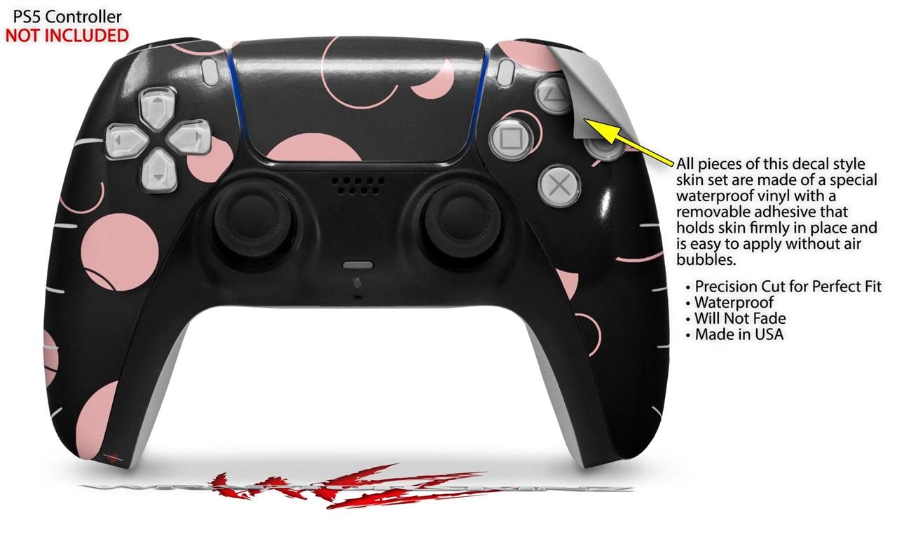 WraptorSkinz Skin Wrap compatible with Sony PS5 DualSense Controller Lots of Dots Pink on Black (CONTROLLER NOT INCLUDED)