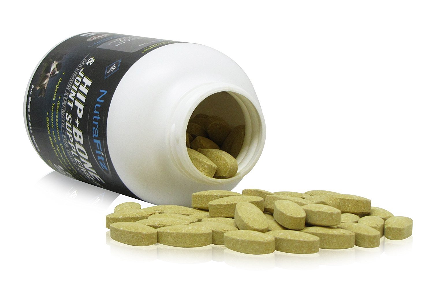 NutraFitz Hip Bone and Joint Supplement for Dogs -Glucosamine Chondroitin for Dogs, MSM, Organic Turmeric - Hip Dysplasia, ACLs - Best Dog Joint Supplement for Joint Support - 120 Tablets