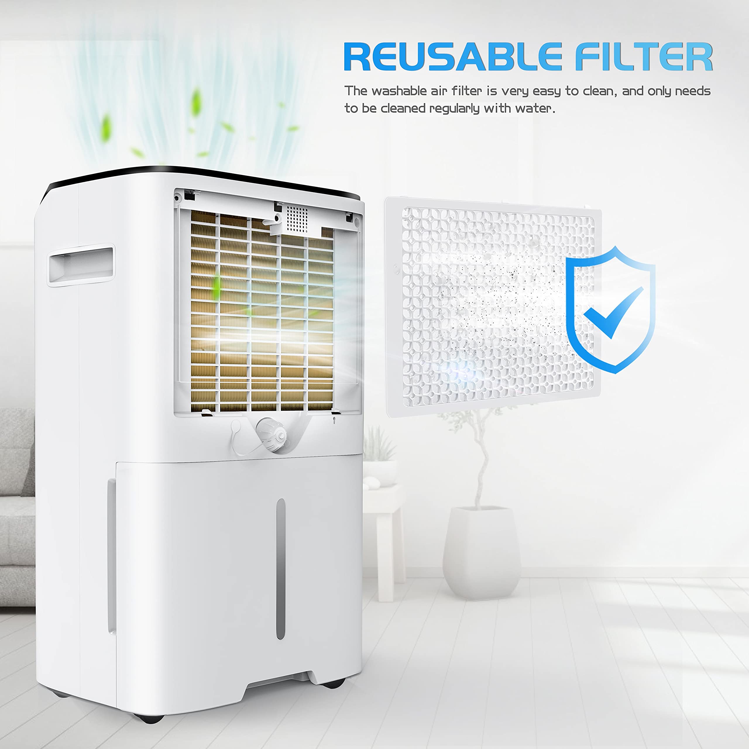 Dehumidifier 2000 Sq. Ft HEVILLO 40 Pint Dehumidifiers for Home Basements, with Continuous Drain Hose for Medium to Large Room, 0.66 Gallon Water Tank Capacity, Intelligent Humidity Control