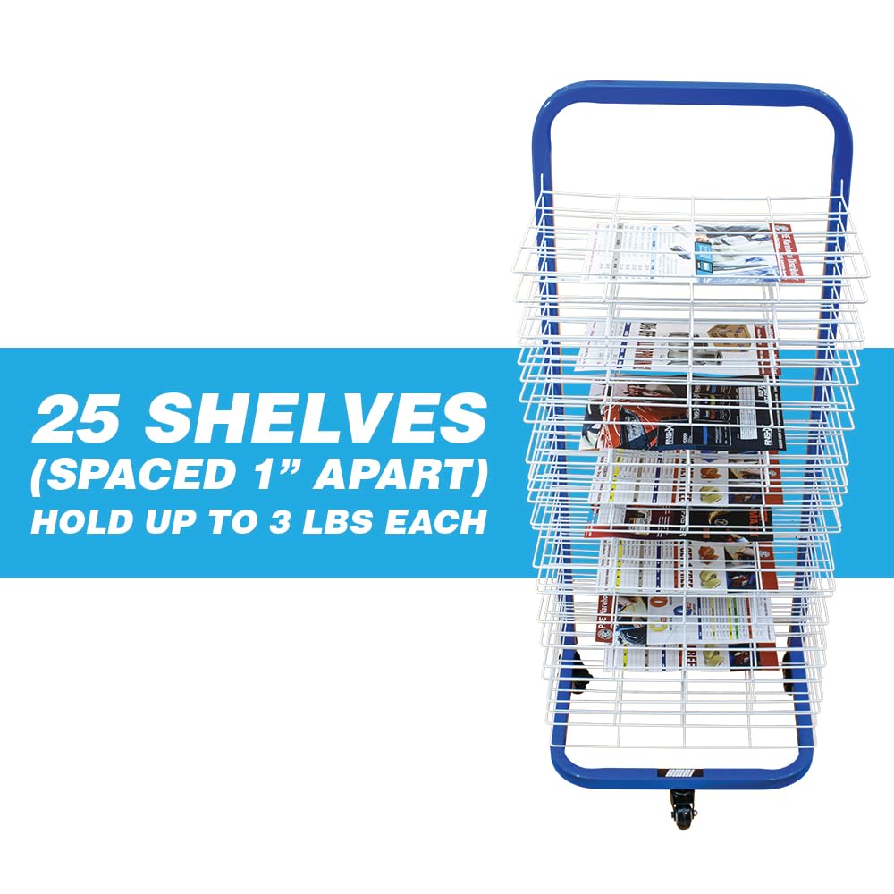 LAUCO Art Drying Rack for Art Studios & Classrooms, 25-Removable Shelf Mobile, Painting Drying Rack with Wheels - Stack Rack for Painting, Drawings, and More (1 Pack)