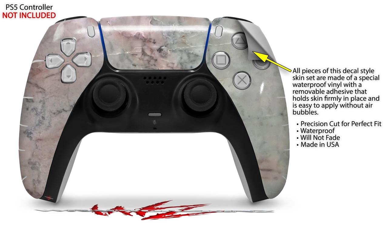 WraptorSkinz Skin Wrap compatible with Sony PS5 DualSense Controller Marble Granite 08 Pink (CONTROLLER NOT INCLUDED)