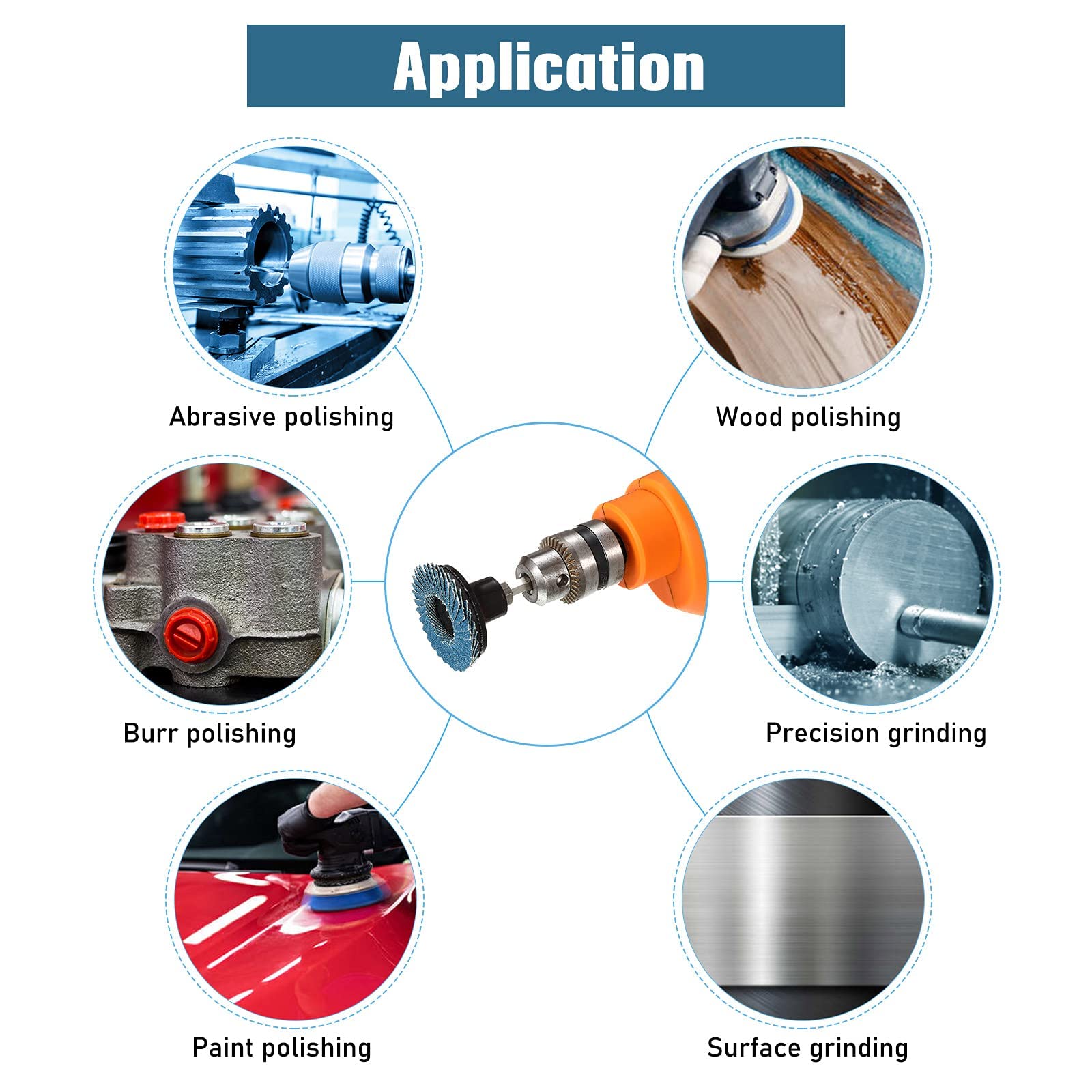 Hotop 48 PCS 2 Inch Flap Disc Angle Grinder Sanding Disc and Disc Pad Holder 40 60 80 120 Grit, Sander Disc Holder with 1/4 Inch Shank Abrasive Grinding Wheel Flat Rollock Disc Accessories