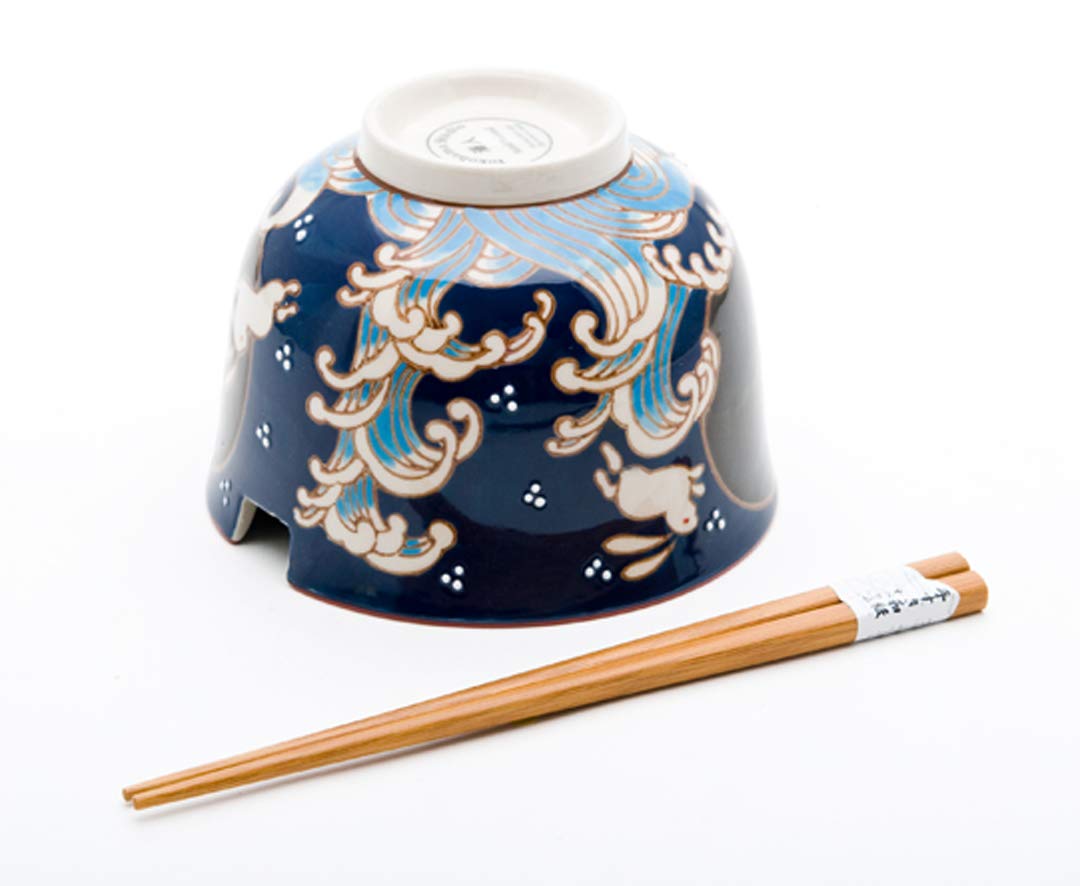 Happy Sales HSRB-RBMN, Japanese Ramen Udon Noodle Bowl with Chopsticks Gift Set, Rabbit