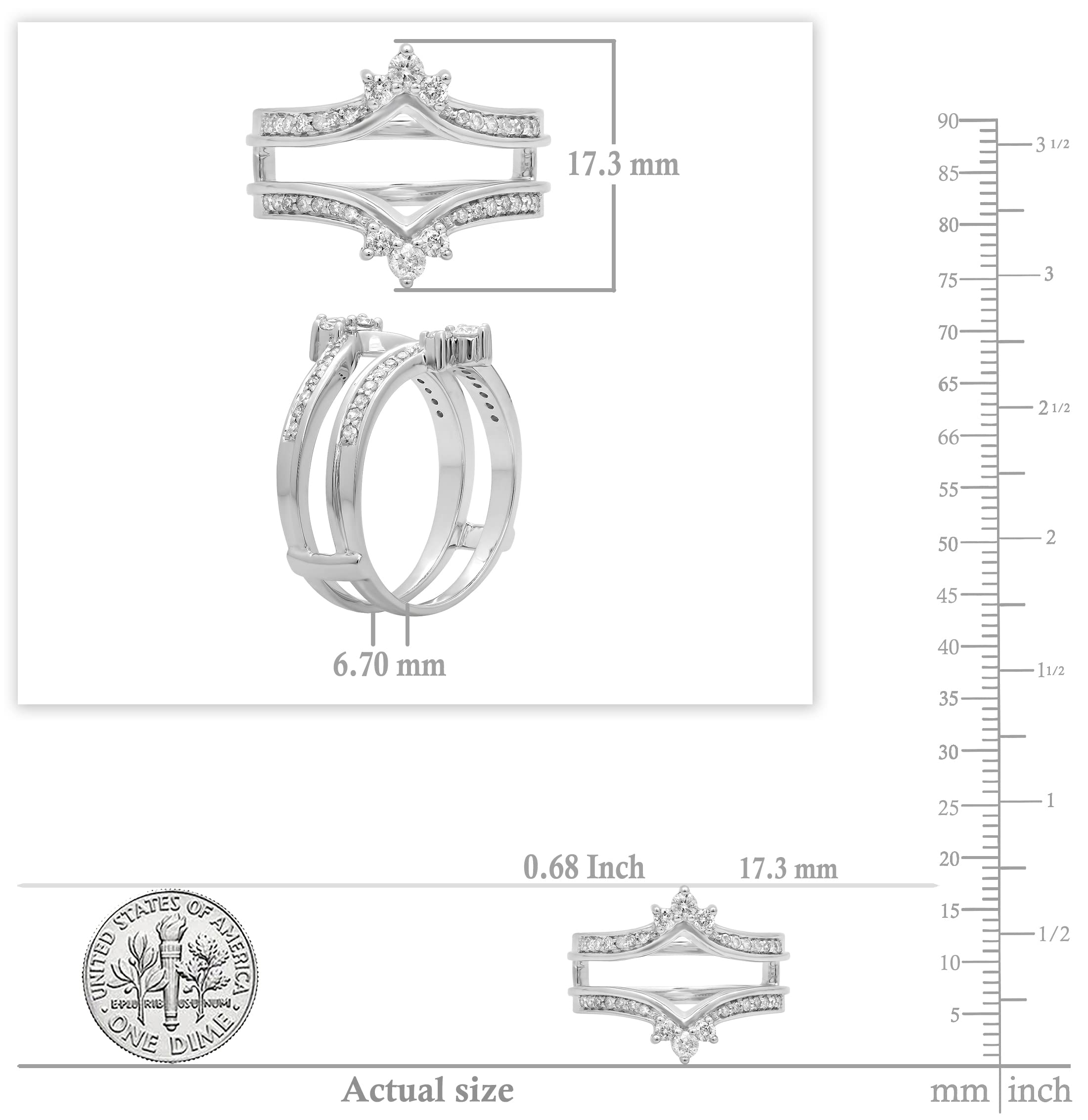 Dazzlingrock Collection 0.40 ctw. Round White Diamond Anniversary Enhancer Ring in 14K White Gold, Size 6.5
