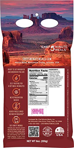 Chef 5 Minute Meals Beef Chili with Beans Self-Heating Backpack Meal