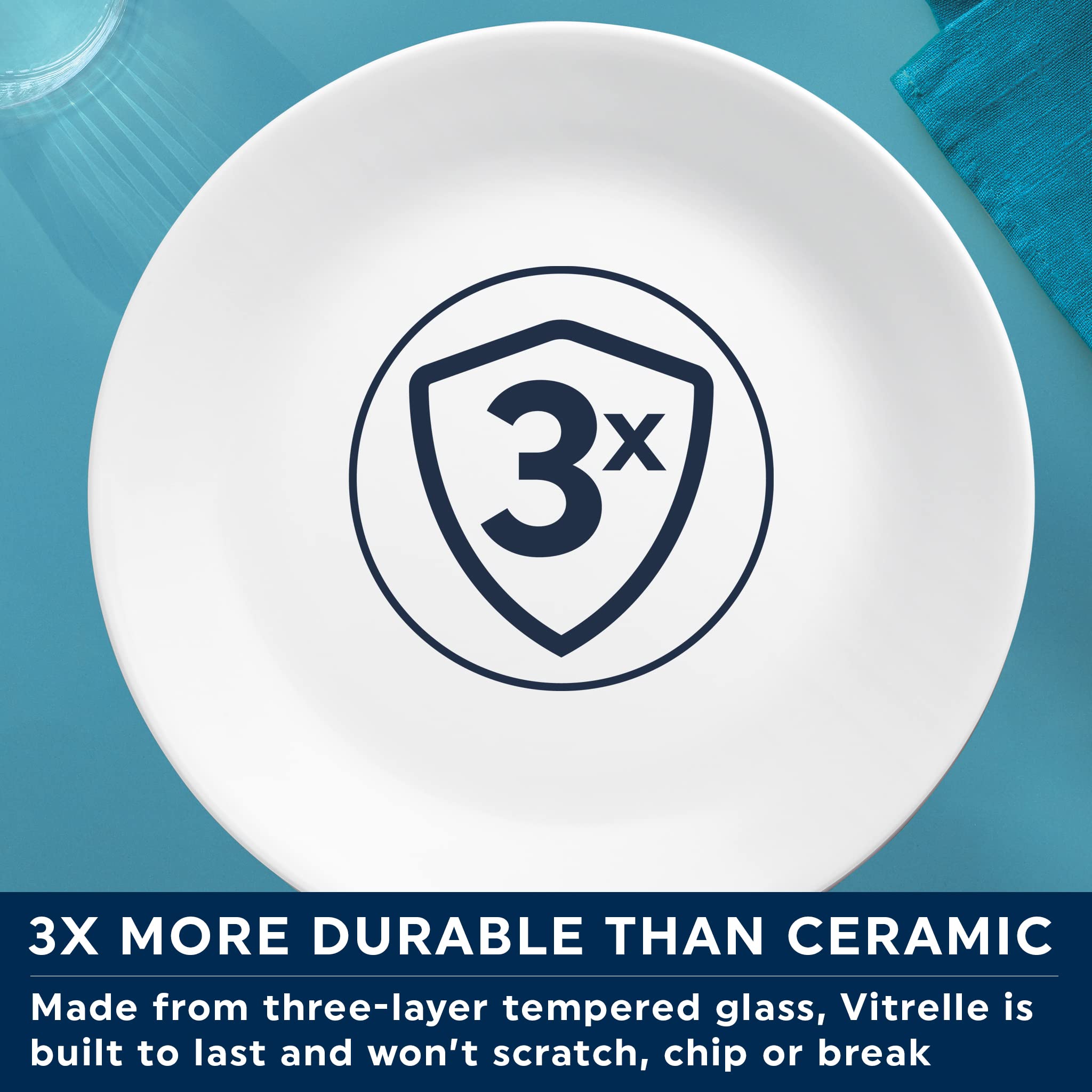 Corelle Dinnerware Set (12pc Set, Winter Frost White)-Dinner Set for 4 | 4 x Dinner Plates, Side Plates & Bowls | 3 X More Durable, Half The Space & Weight of Ceramic | up to 80% Recycled Glass