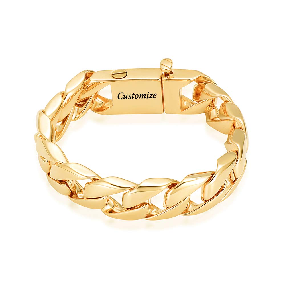constantlife Cremation Bracelet for Ashes - Gold Color Stainless Steel Urns Bangle Keepsake Engravable Memorial Jewelry Gift (Customize)