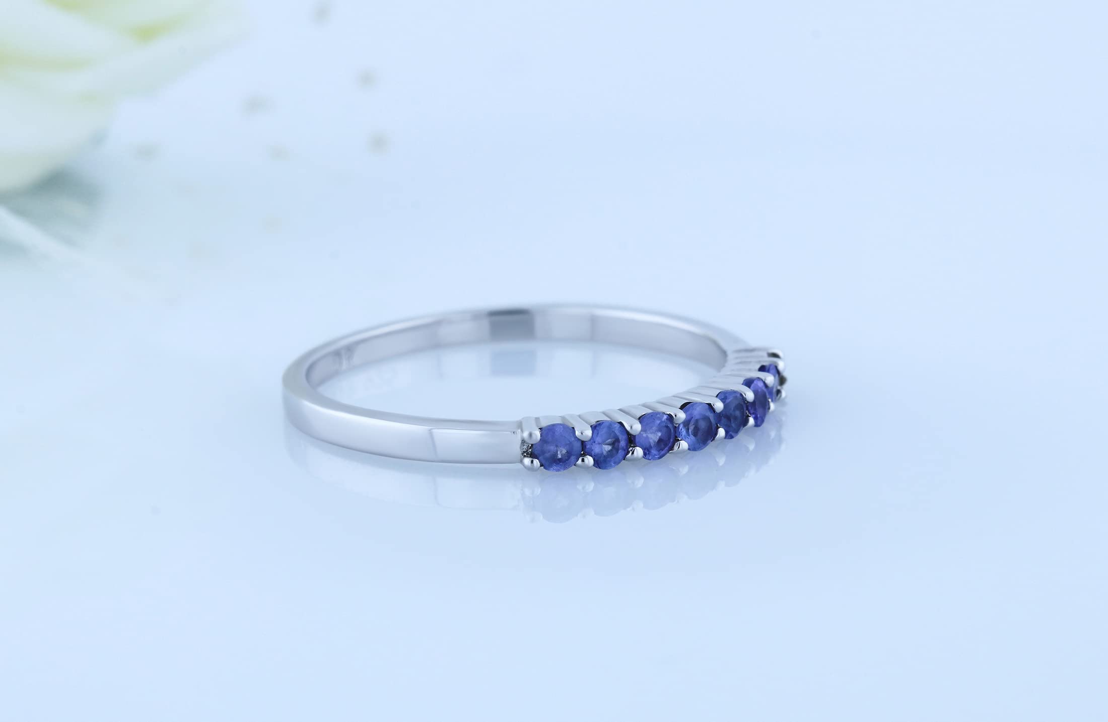 Dazzlingrock Collection 0.30 Carat (ctw) Sterling Silver Round Cut Tanzanite Ladies Wedding Band Ring 1/3 CT, Size 9