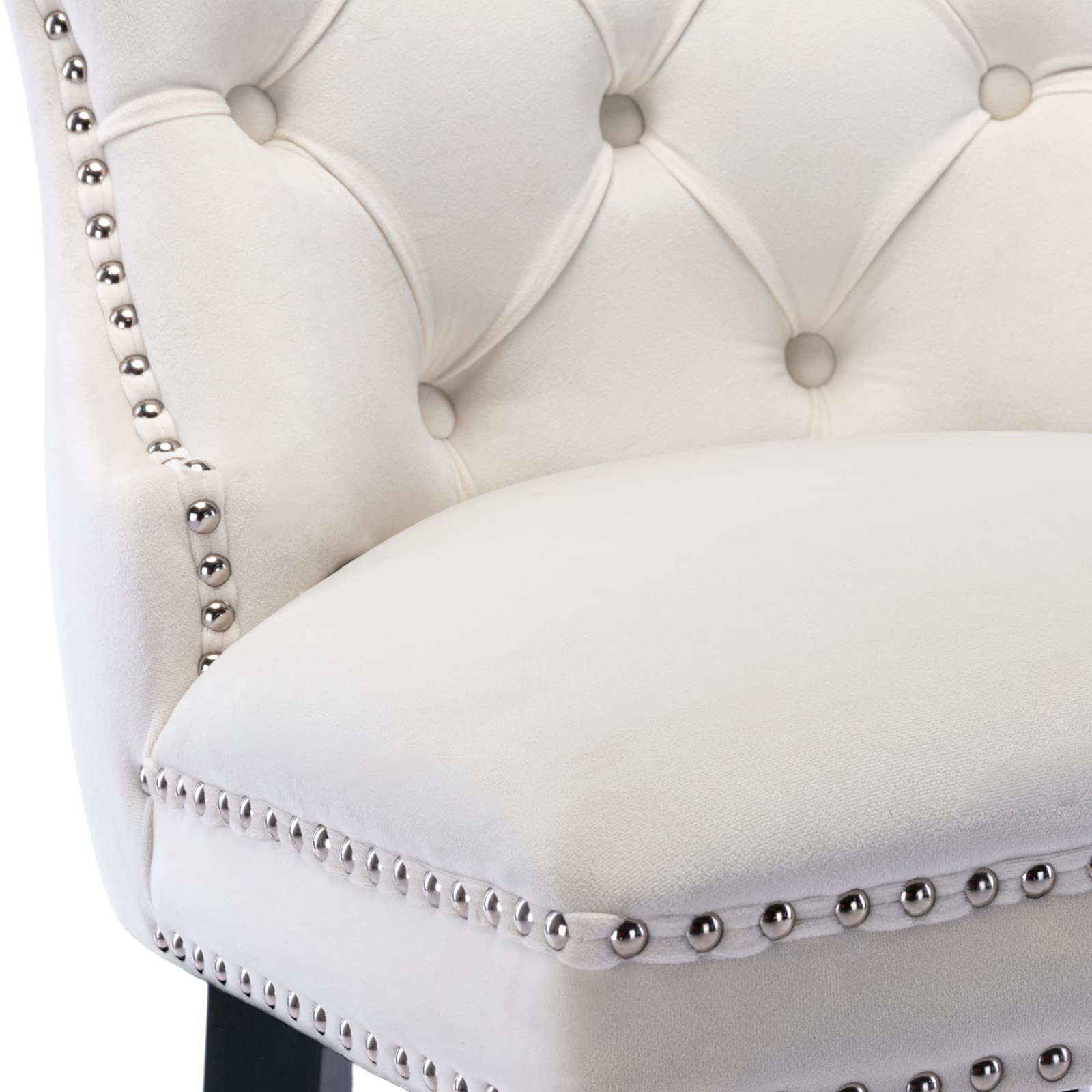 chairus Dining Chairs Set of 4 with Tufted High Back, Velvet Upholstered Dining Room Chairs Modern Elegant Nailhead Trim Ring Pull - Gray 4PCS