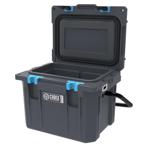 Cubix Outdoors QuadraX Rotomolded Portable Hard Cooler for Camping, Fishing, Beach | Heavy Duty Insulated Ice Chest | Cold Retention 5 Days, 10 Quart Cooler, Granite Grey