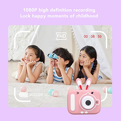 Children Digital Camera 20MP 400mAh 1080P USB 2in Color Display Automatic Focusing Kid Student Digital Camera Games Kids Electronics Personal Video Players Accessories (Pink) Ele