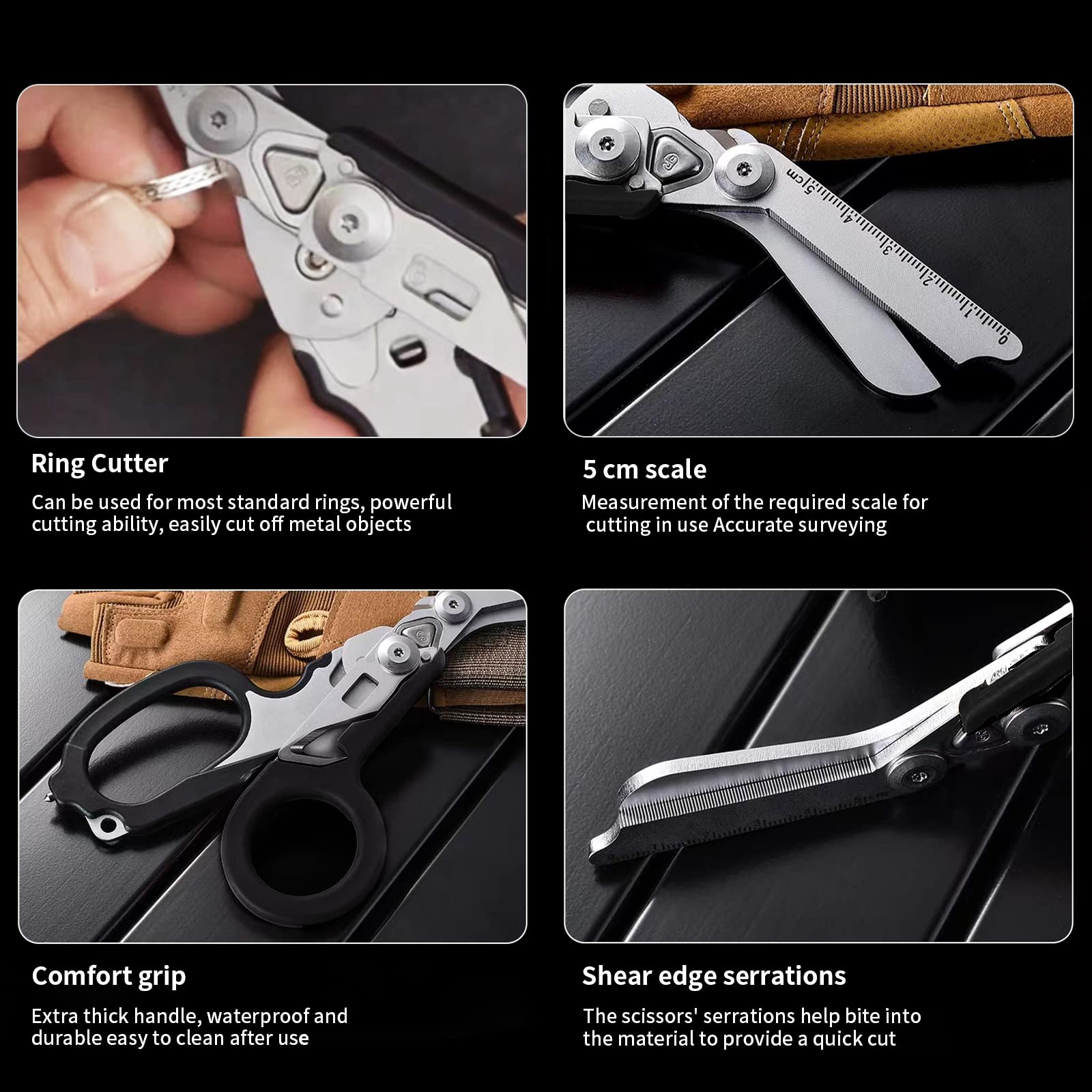 Elegital Emergency Rescue Shears,Stainless Steel Foldable Trauma shears,Outdoor Camping Rescue Tools