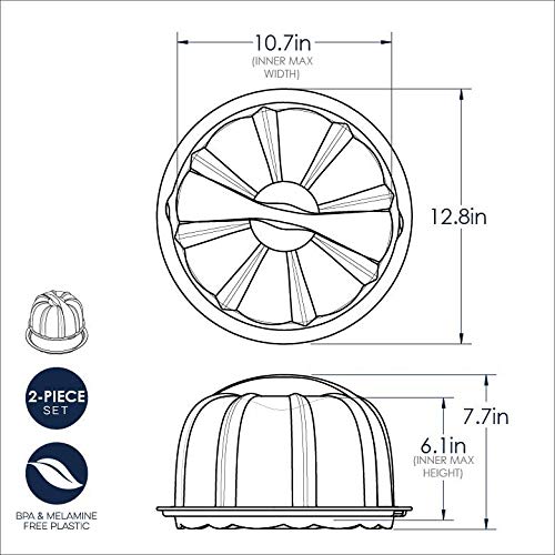 Nordic Ware Platinum Collection Anniversary Bundt Pan & Bundt Cake Keeper, Plastic, 13 in L X 12 in W X 7 in H, Red