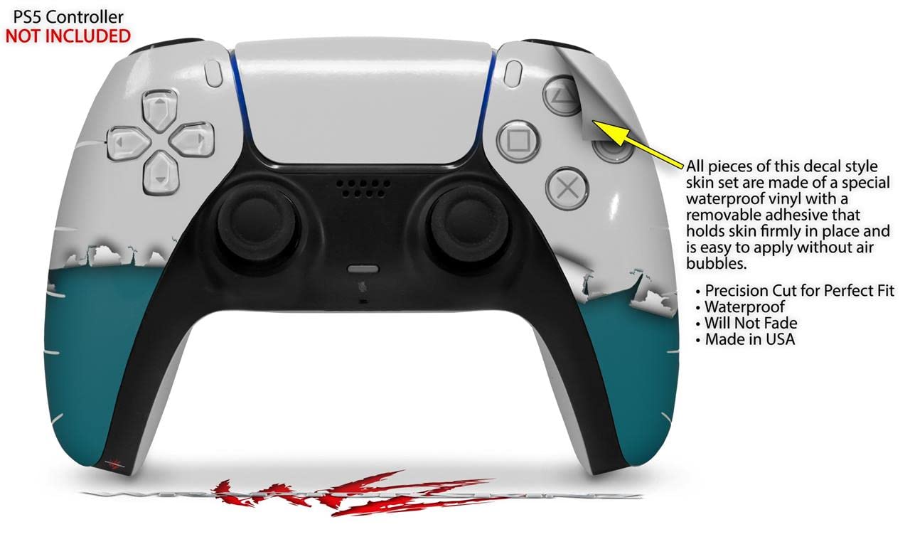 WraptorSkinz Skin Wrap compatible with Sony PS5 DualSense Controller Ripped Colors Gray Seafoam Green (CONTROLLER NOT INCLUDED)