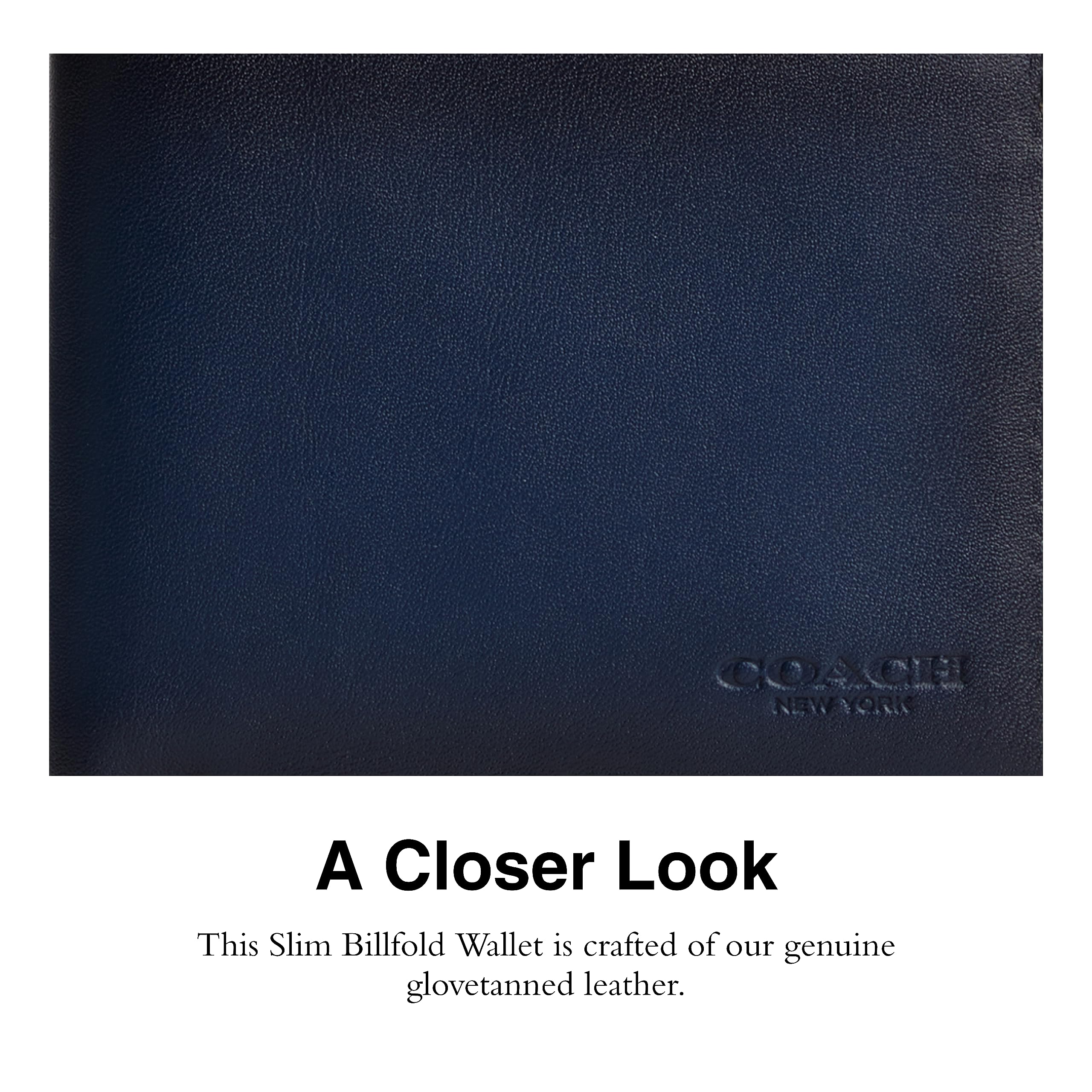 Coach Slim Billfold in Burnished Leather, Deep Blue
