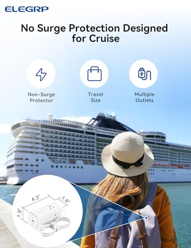 ELEGRP Travel Power Strip with 65W USB C, 3 Outlets 3 USB(2 USB-C), 5ft Extension Cord with 3 Widely Spaced Outlets, 65W USB C Fast Charging Compatible with MacBook, Travel Hotel Cruise Essentials