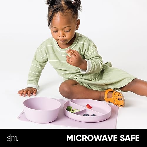 Simple Modern Disney Silicone Plate for Baby and Toddler | Divided and Microwave Safe Plates for Kids | Parker Collection | Mickey Mouse Retro