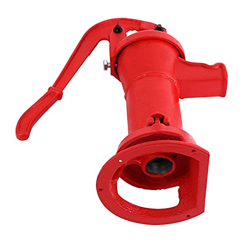 Samger Durable Antique Pitcher Hand Water Pump Cast Iron Red Hand Well Pump 25ft Maximum lift Manual Water Transfer Pump Boost Fountain for Outdoor, Yard, Pond, Garden Decoration Kit