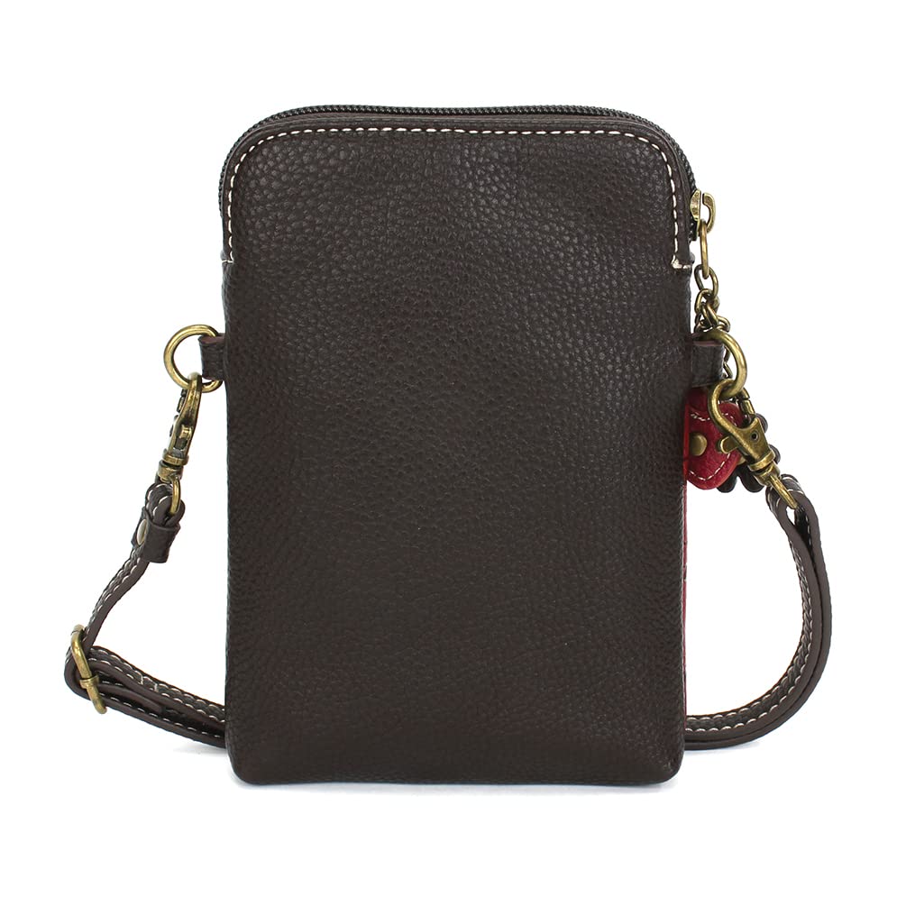 CHALA Cell Phone Crossbody Purse-Women PU Leather/Canvas Multicolor Handbag with Adjustable Strap - Cross - maroon